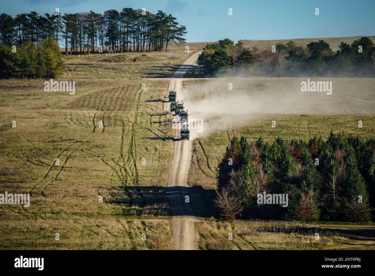 Convoy of British army MAN SV HX77 8x8 EPLS Heavy Utility Trucks in ...