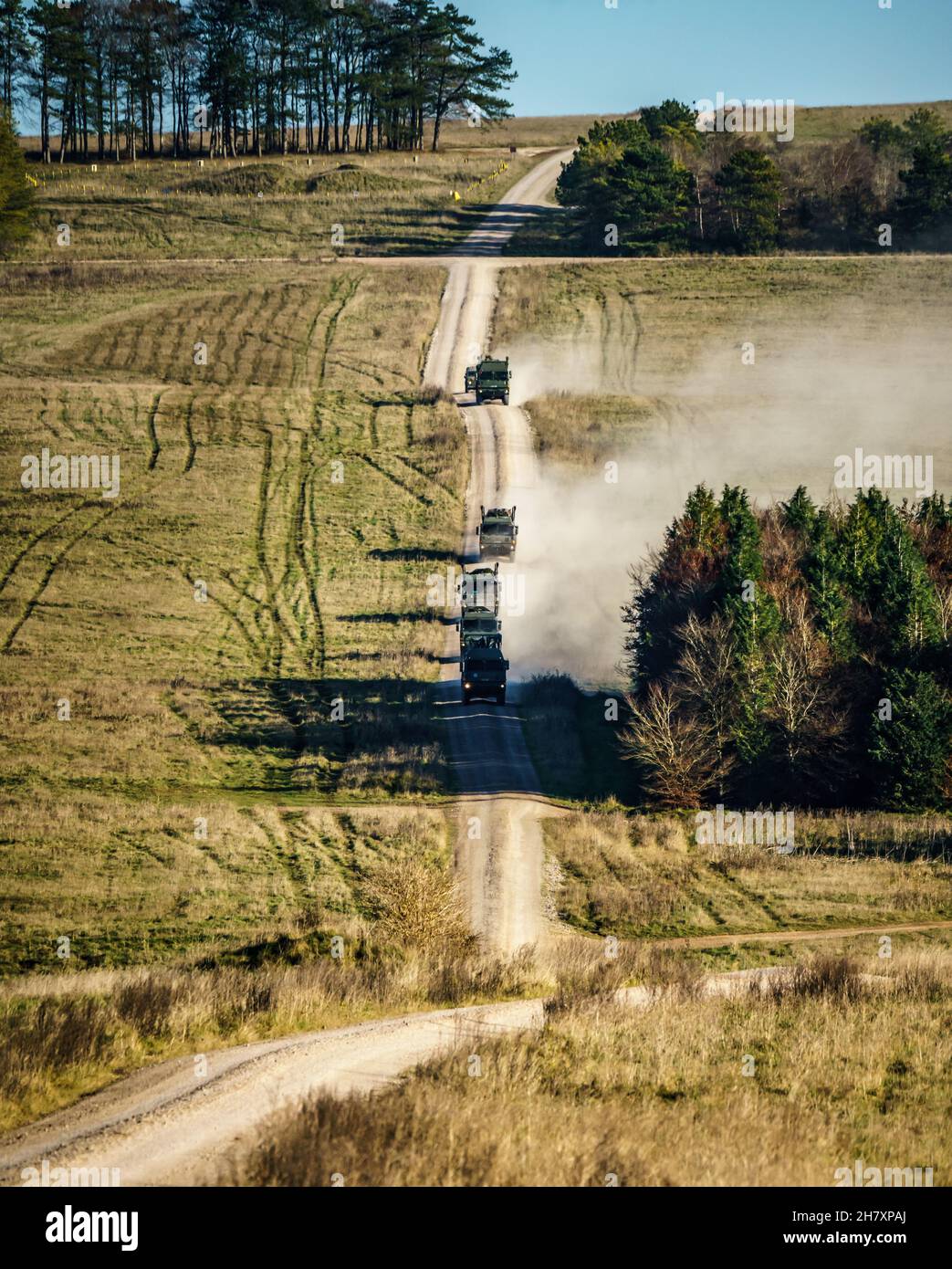 Convoy of British army MAN SV HX77 8x8 EPLS Heavy Utility Trucks in ...