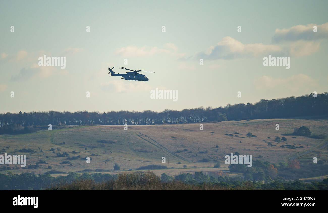 British Royal Navy AgustaWestland Merlin HM.2 AW101 helicopter on a ...