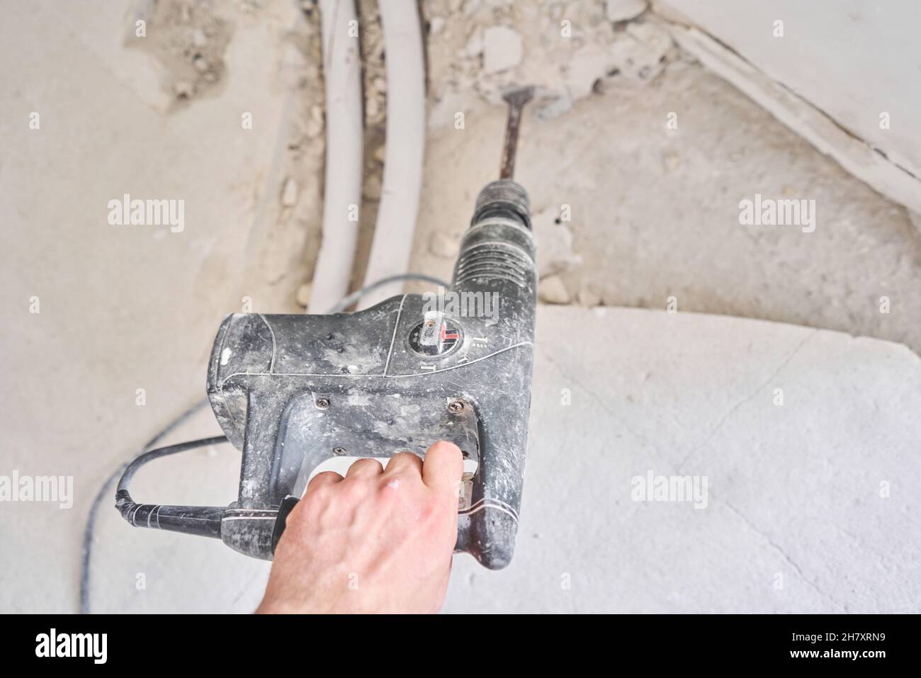 connection heating pipes to white Radiator in a new apartment under ...