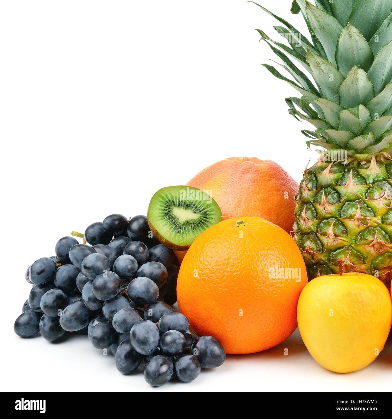 Set of fruits isolated on white background. Healthy food. Free space ...