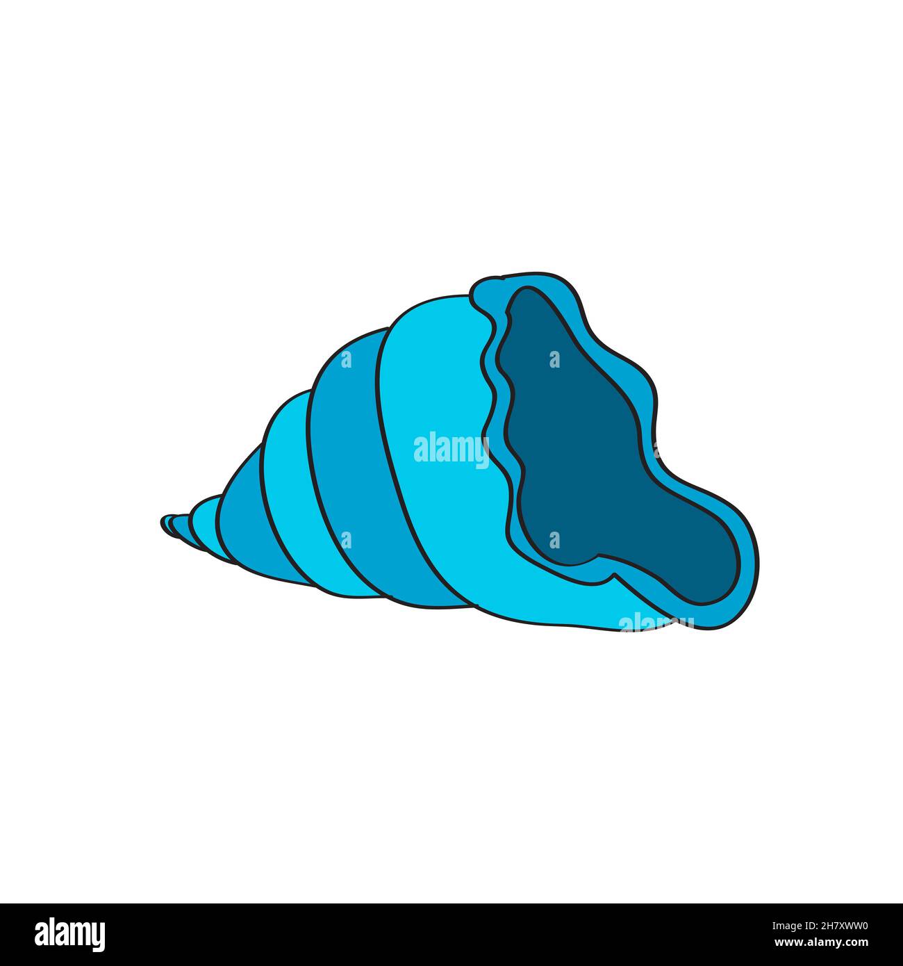 Simple cartoon icon. Seashell on white isolated background. Vector hand ...