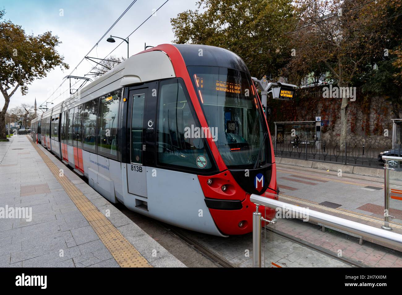 Istanbul, Turkey - 2021: Istanbul Tram at platform. The Istanbul Tram ...