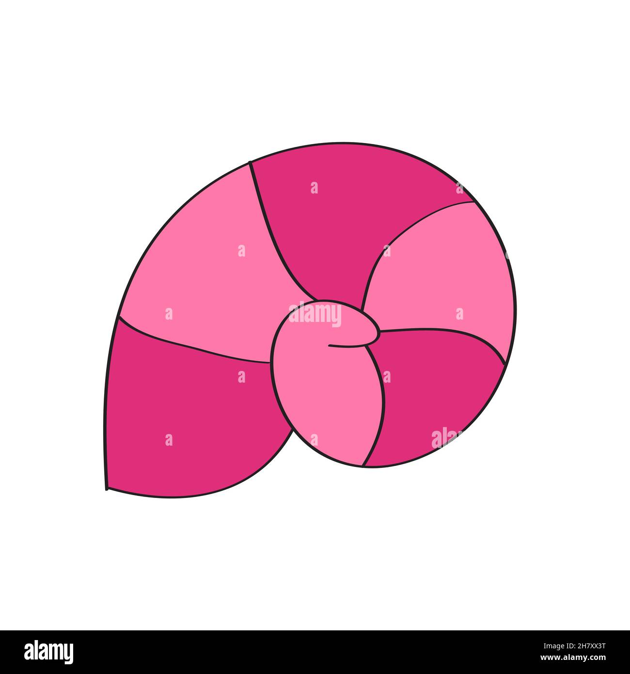 Simple cartoon icon. Round seashell on white isolated background ...