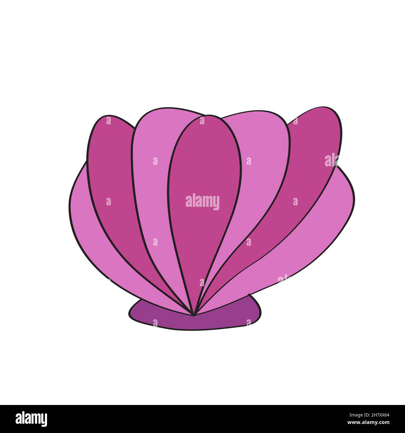 Simple cartoon icon. Seashell on white isolated background. Vector hand ...