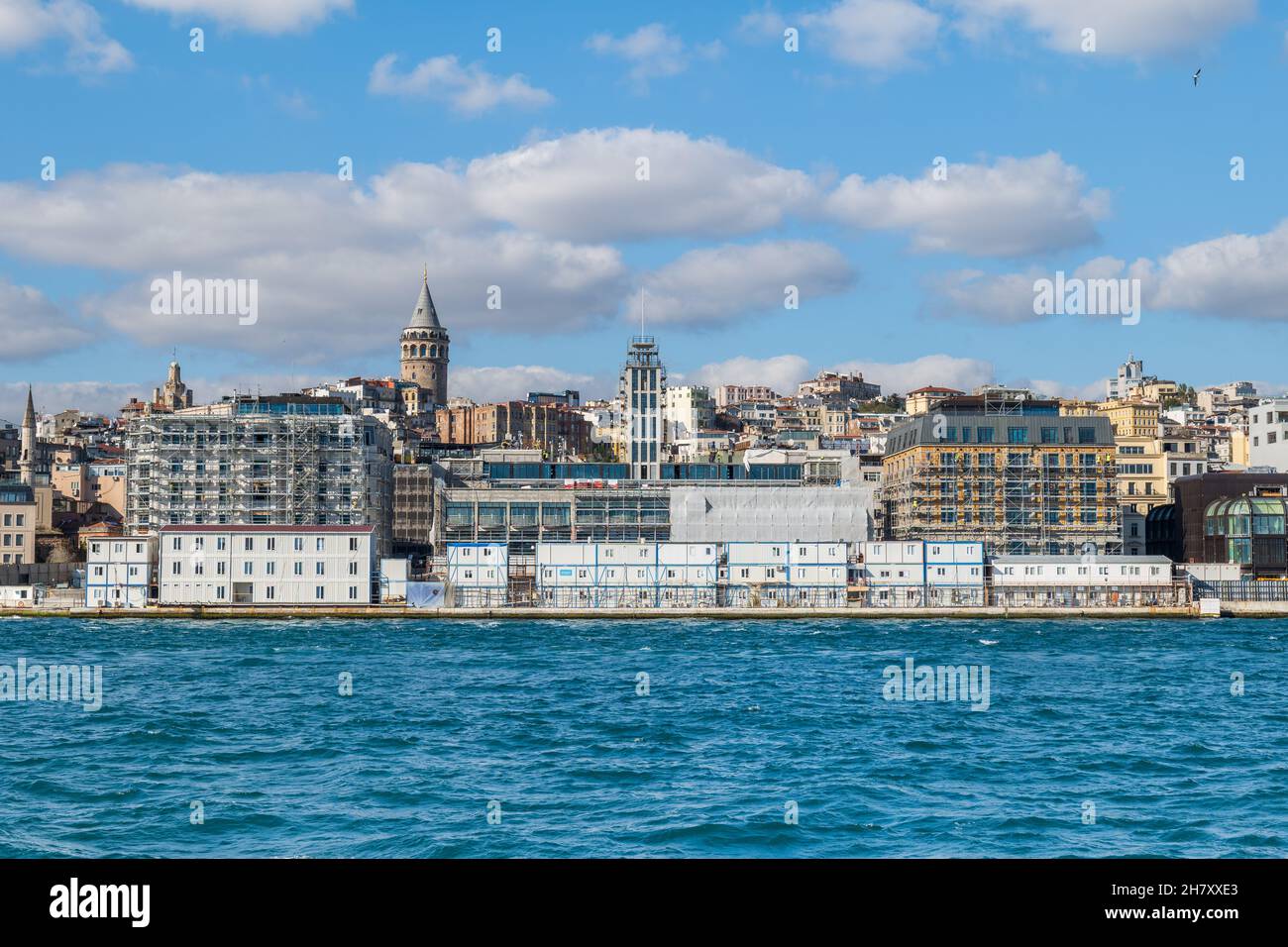 Istanbul cityscape with Galata tower in the background. City view of ...