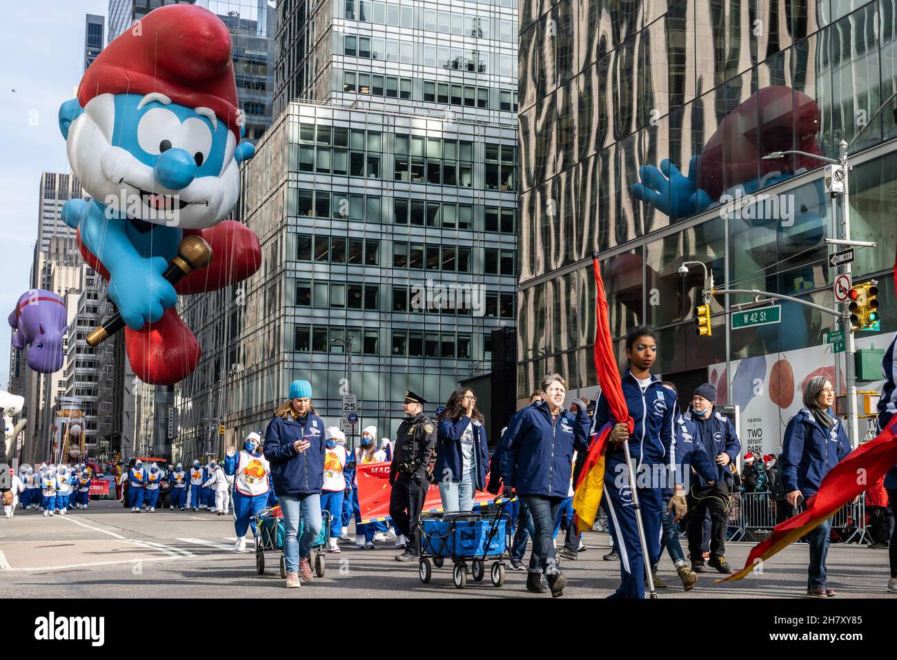 New York, USA. 25th Nov, 2021. The Smurfs are part of the 95th Annual ...