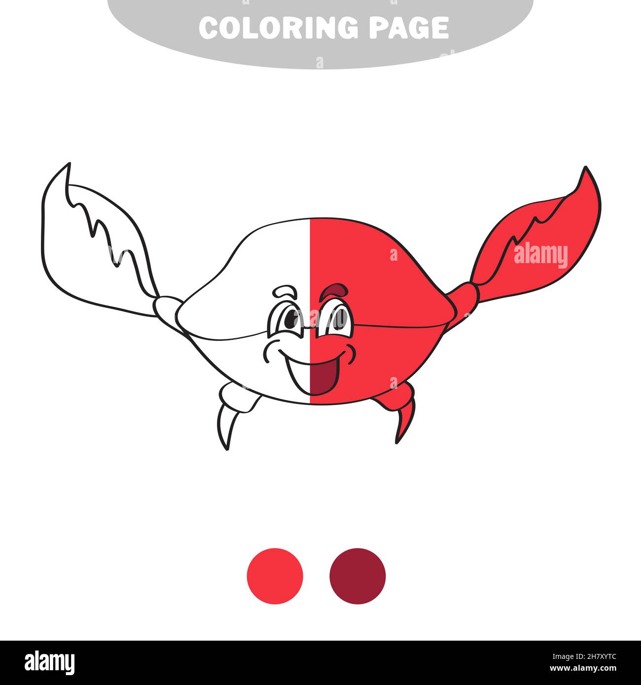 Simple coloring page. Vector illustration of Cartoon crab - Coloring ...