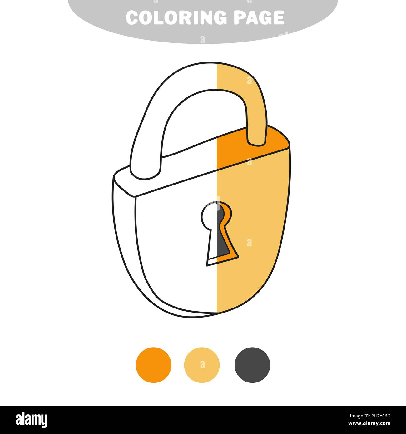 Simple coloring page. Metal Lock to be colored, the coloring book for ...