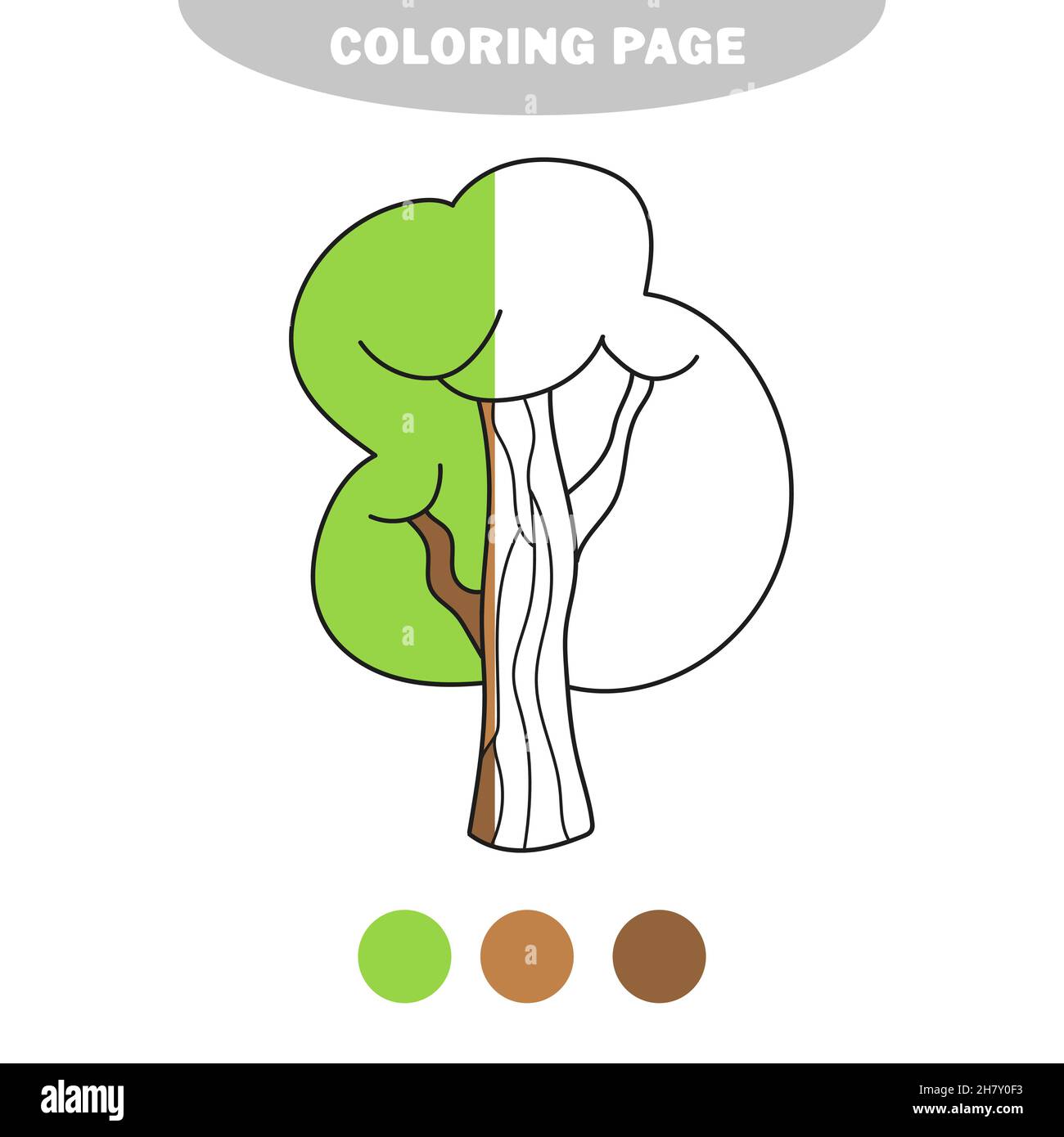 Simple coloring page. Summer Tree to be colored. Coloring book to ...