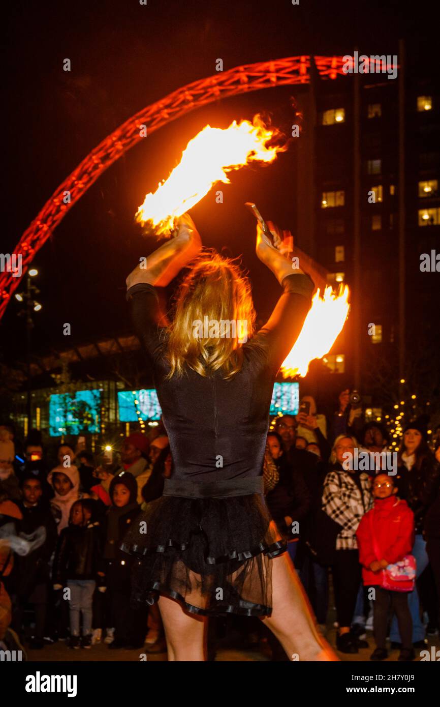 London, UK. 25th Nov, 2021. Winterfest, The Big Switch On, Wembley Park ...