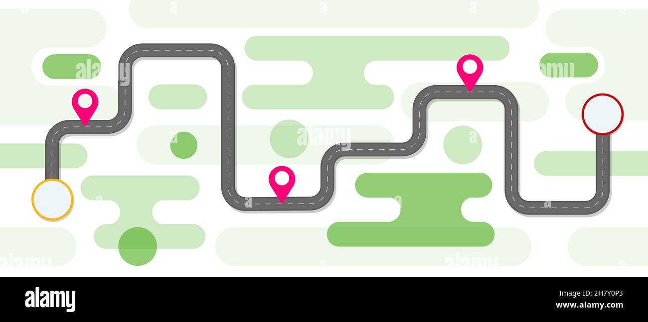 Road map and journey route. Infographics template. Winding Road. Road ...