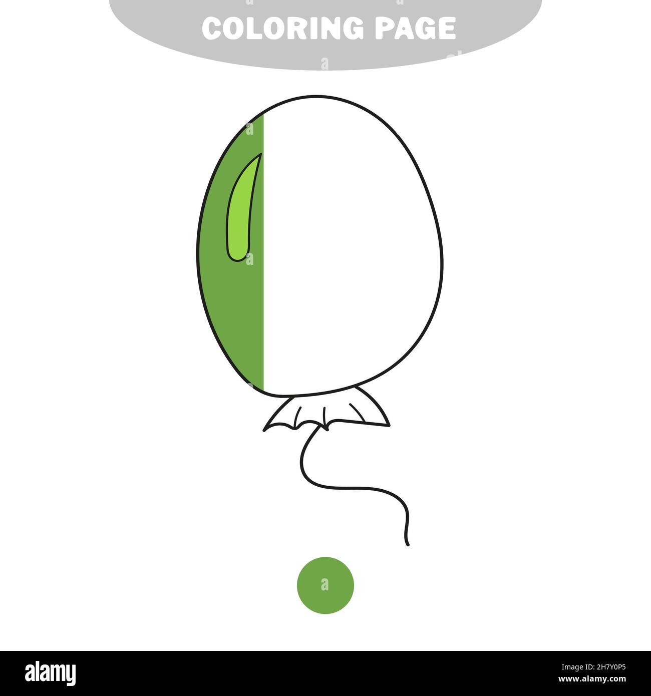 Simple coloring page. Balloon simple drawing outline for coloring book ...