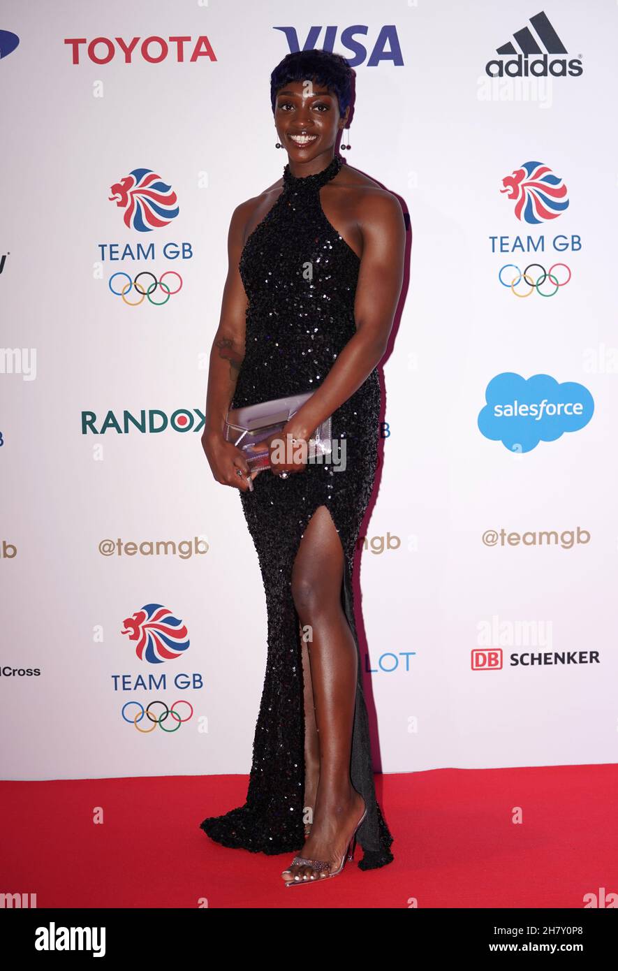 Amarachi Pipi arriving ahead of the Team GB Ball at Evolution London ...