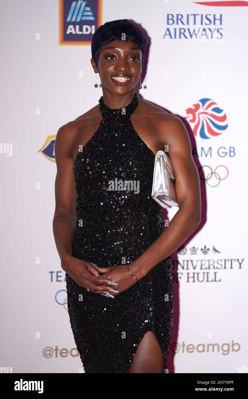 Amarachi Pipi arriving ahead of the Team GB Ball at Evolution London ...