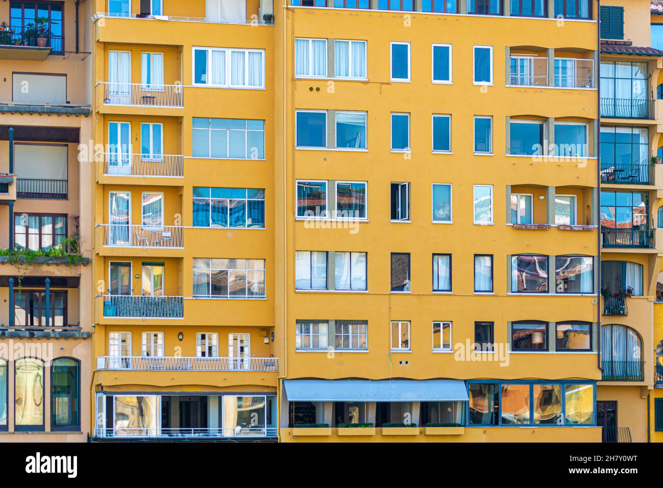 facades of traditional italian buildings, Florence, Tuscany, Italy ...