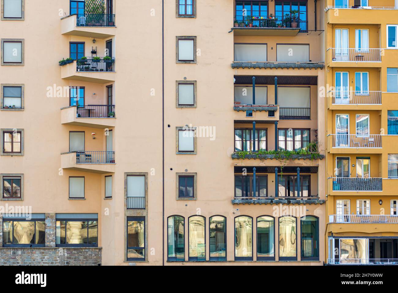 facades of traditional italian buildings, Florence, Tuscany, Italy ...