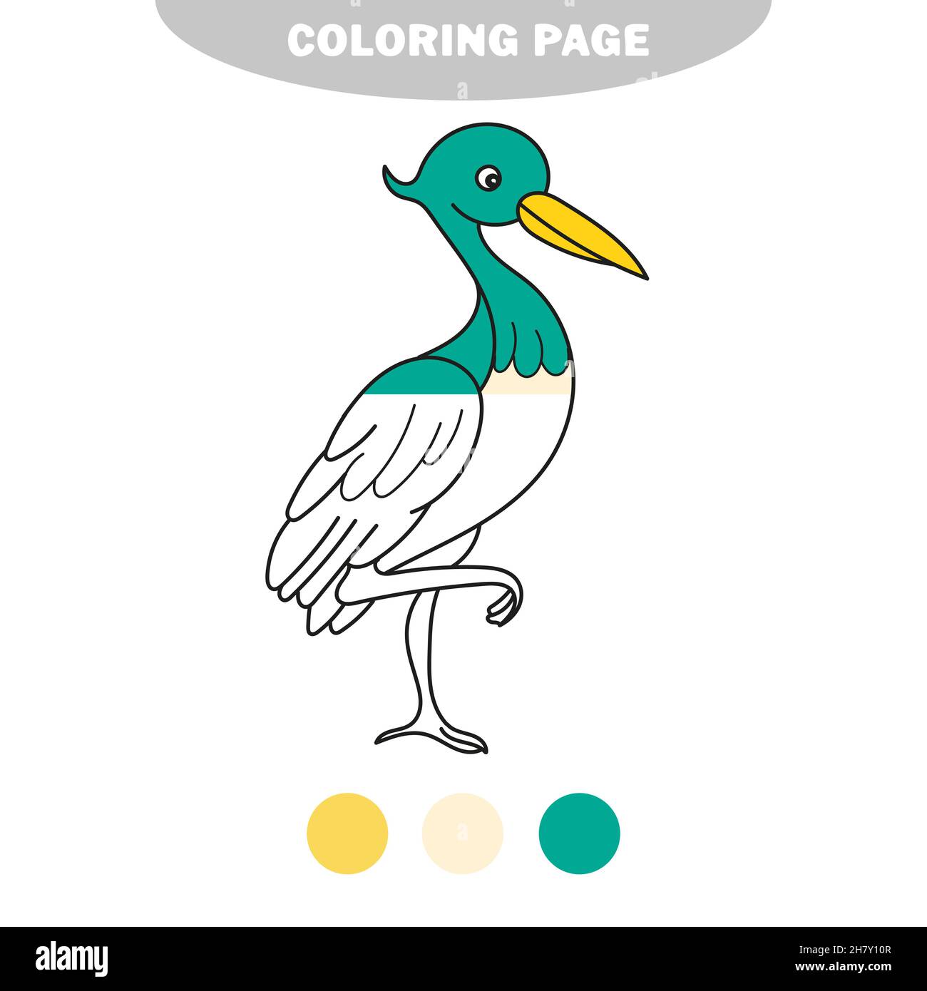 Simple coloring page. Cute funny cartoon style coloring bird ...