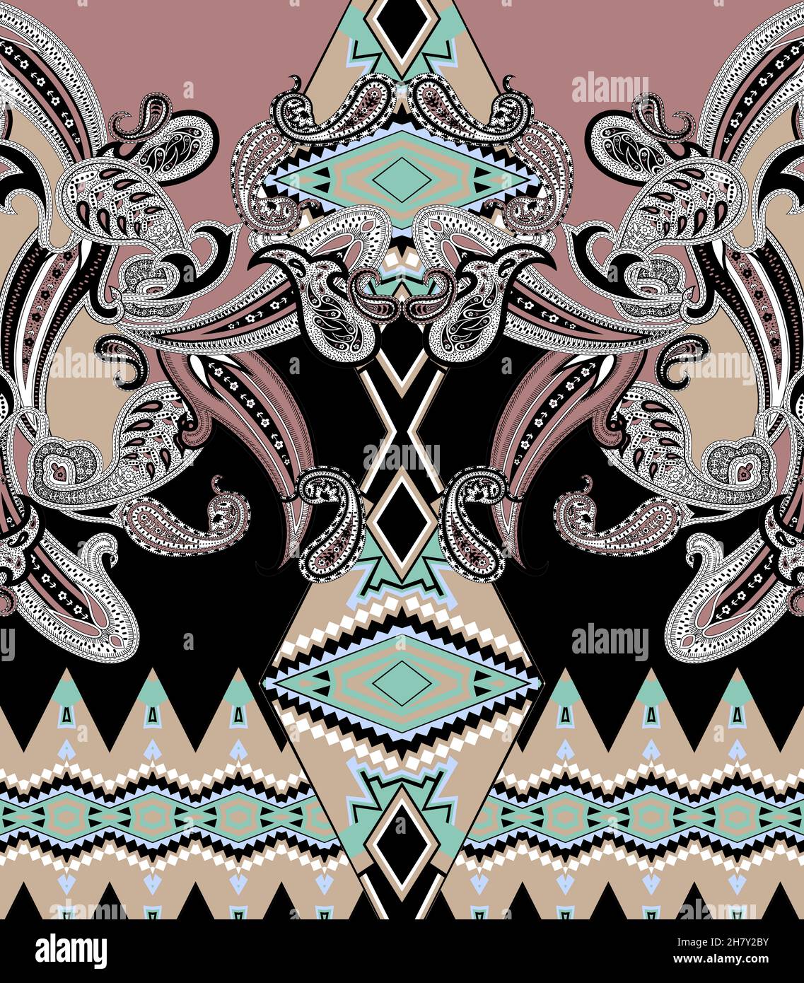 Paisley and geometric pattern Stock Photo - Alamy