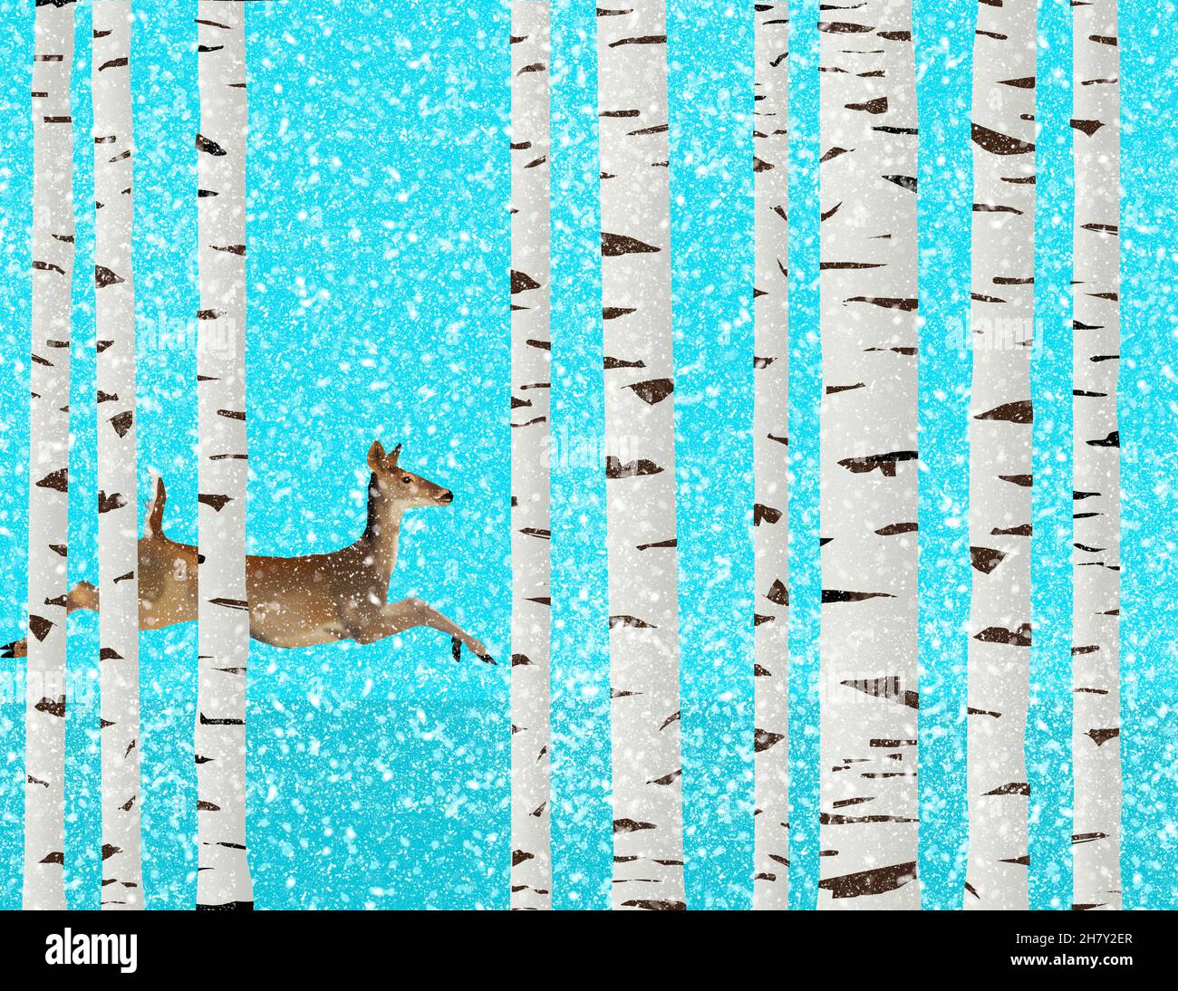 3 deer trees hi-res stock photography and images - Alamy