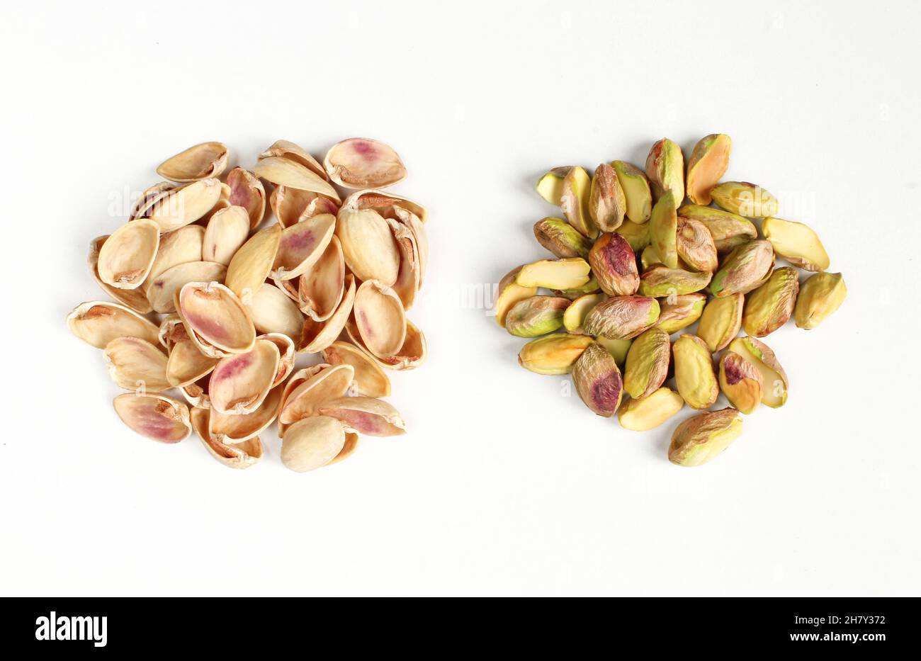 Pistachio core separated from shell isolated on white background ...
