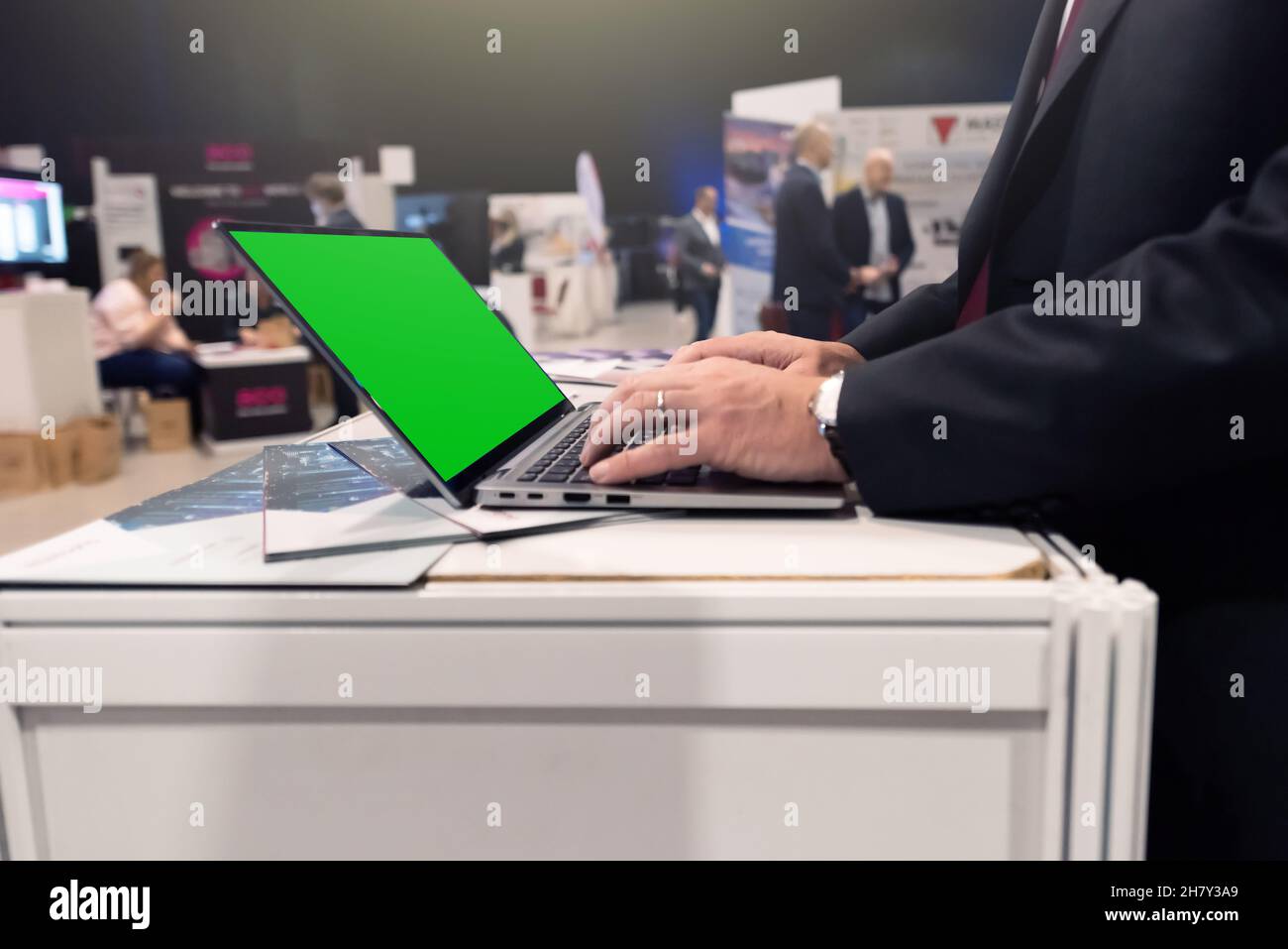 Businessman using laptop conference hi-res stock photography and images ...