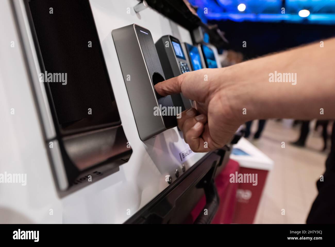Finger print scan for enter security system Stock Photo - Alamy