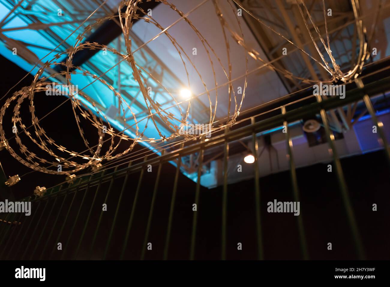 Barbed Wire. Presentation of Wired border for prison or war zone Stock ...