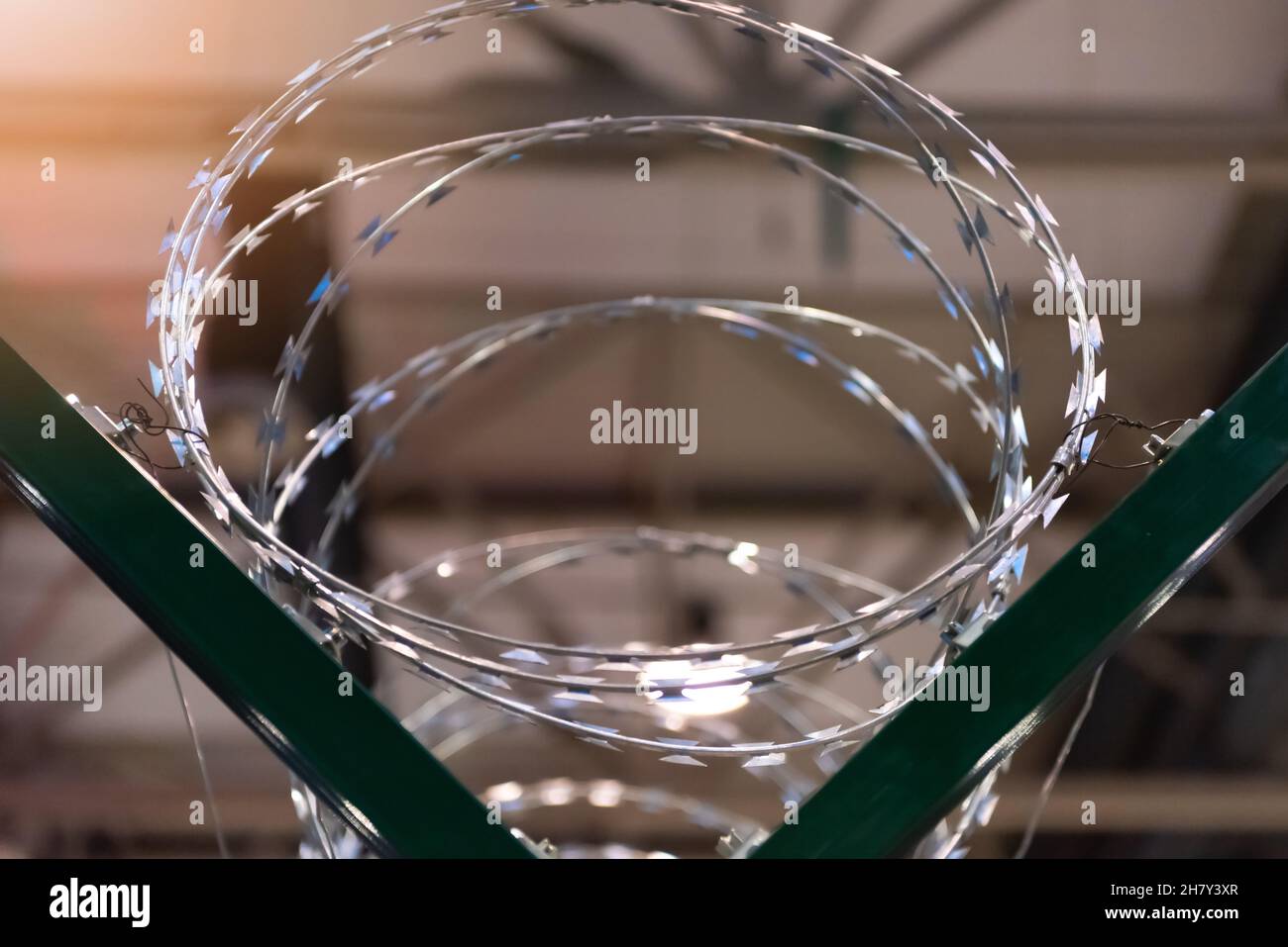 Barbed Wire. Presentation of Wired border for prison or war zone Stock ...
