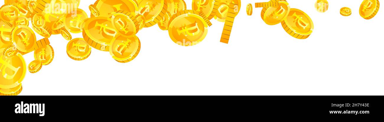 Russian ruble coins falling. Bizarre scattered RUB coins. Russia money ...