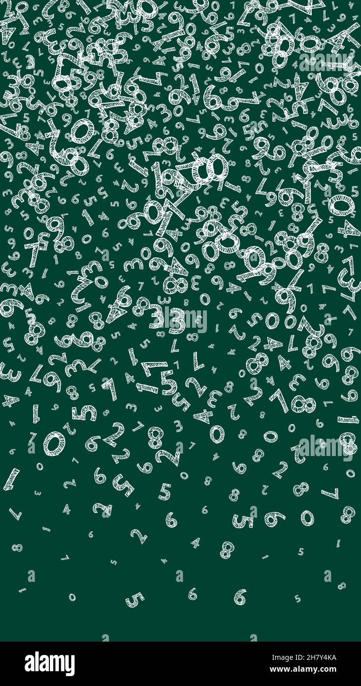 Falling childish chalk numbers. Math study concept with flying digits ...