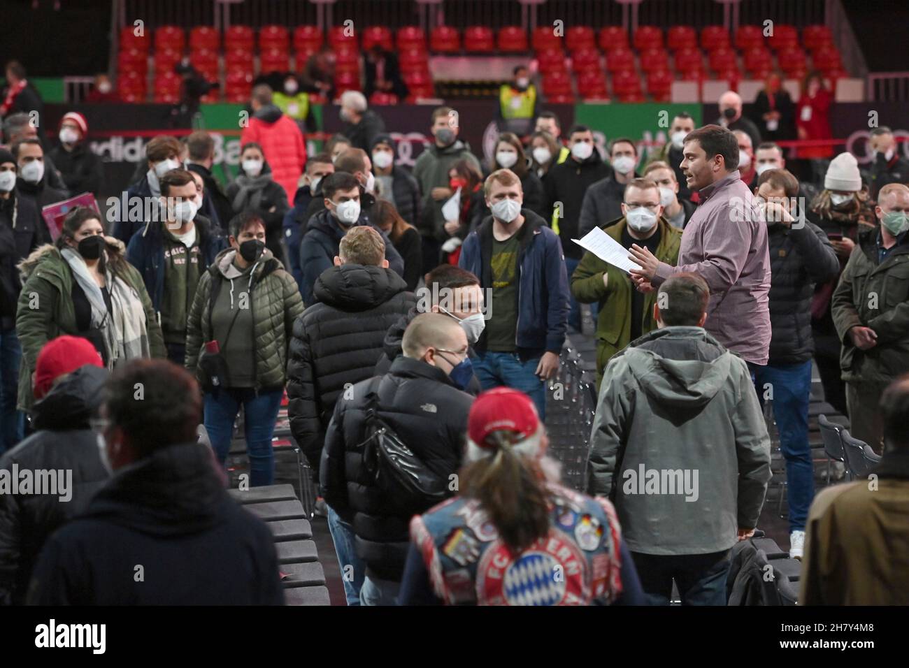 Angry protests of the in-crowd, fans, football fans at the end of the ...