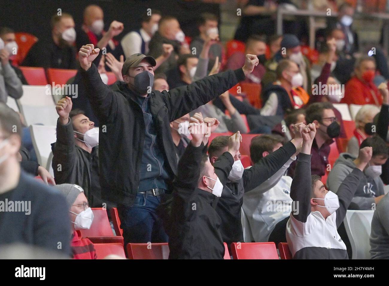 Angry protests of the crowd, fans, football fans at the end of the ...