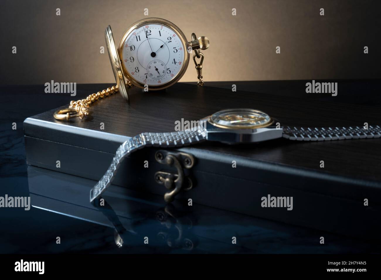 Helsinki / Finland - NOVEMBER 25, 2021: Closeup of vintage pocket watch ...