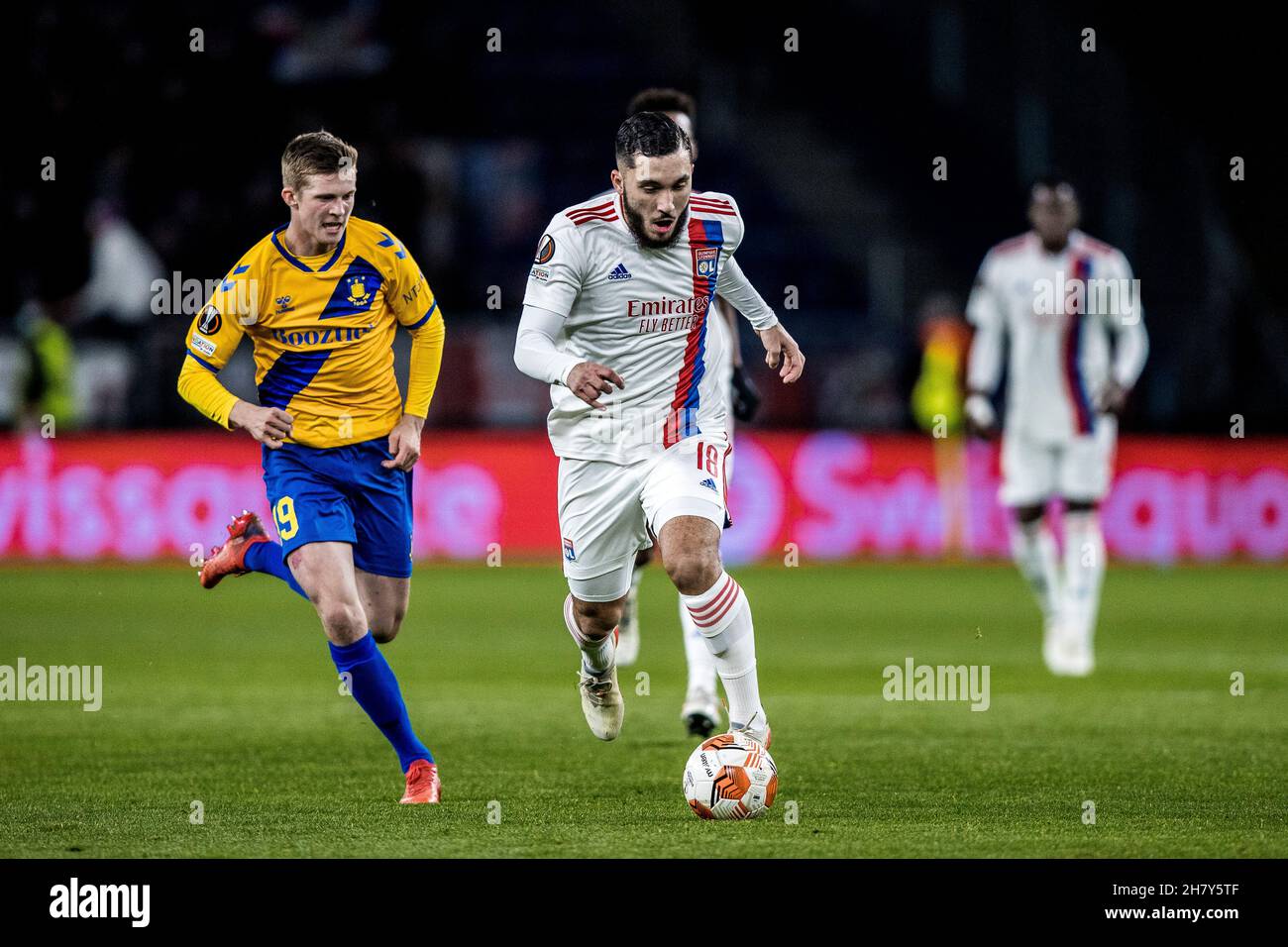 Broendby, Denmark. 25th Nov, 2021. Rayan Cherki (18) of Lyon seen during the UEFA Europa League ...
