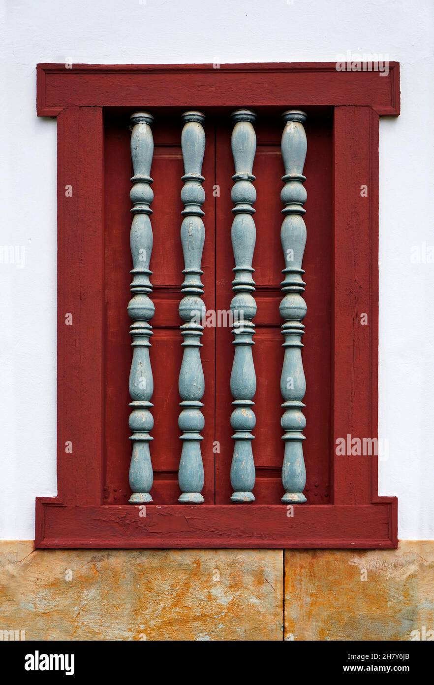 Wooden bars in church window, Tiradentes, Minas Gerais, Brazil Stock ...