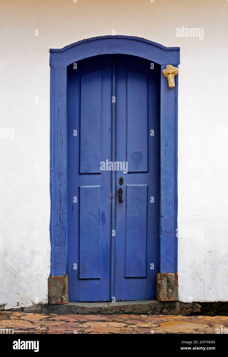Ancient colonial door in historical city of Tiradentes, Brazil Stock ...