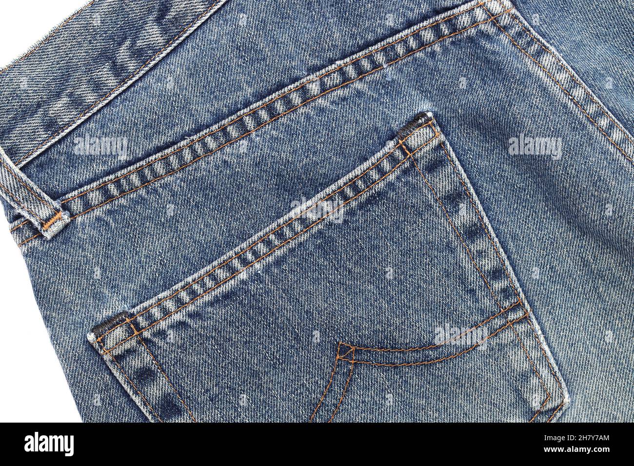 Jeans pants back with pockets, isolated on white background Stock Photo ...