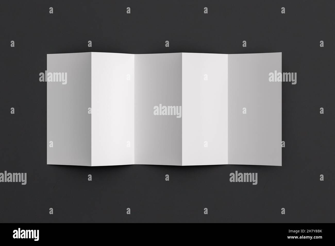 Vertical pages accordion or zigzag fold brochure mock up on black ...