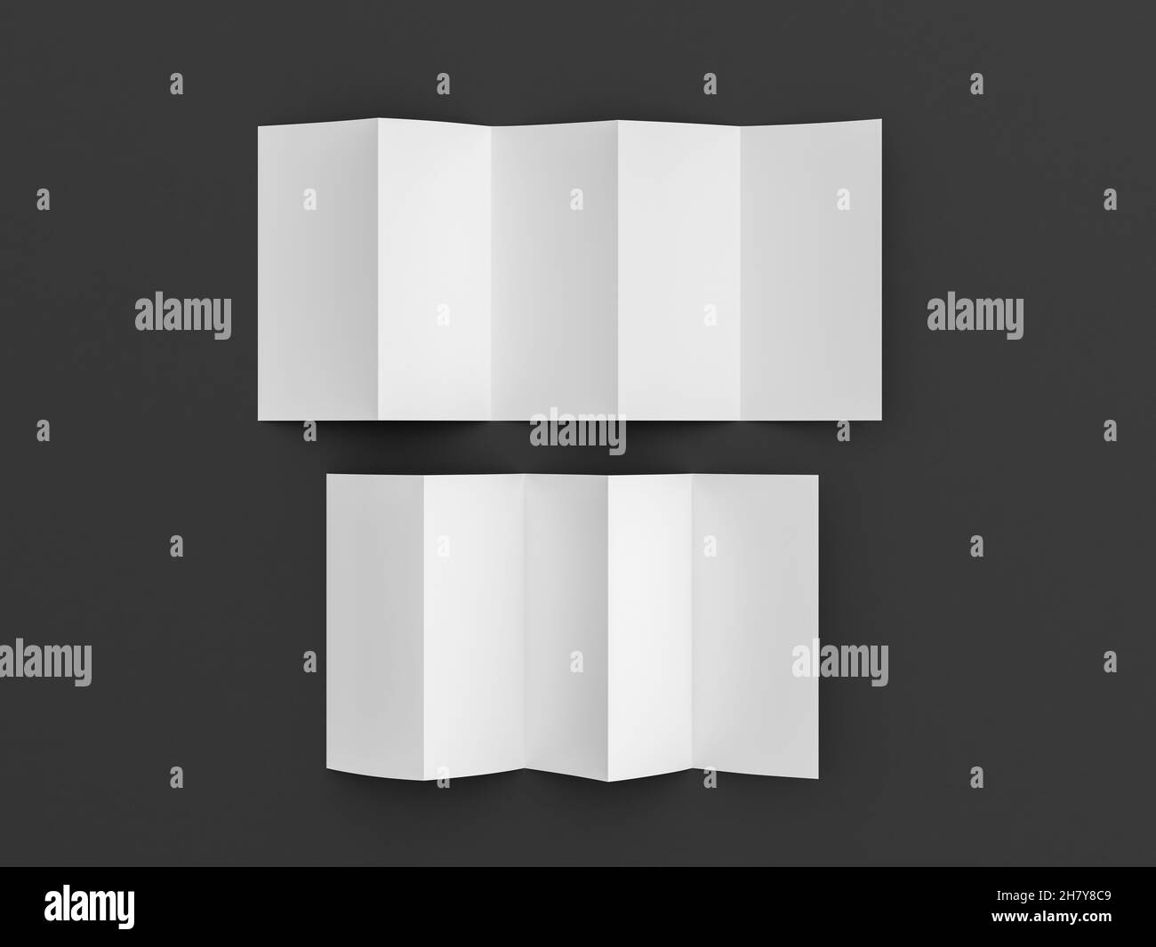 Vertical pages accordion or zigzag fold brochure mock up on black ...