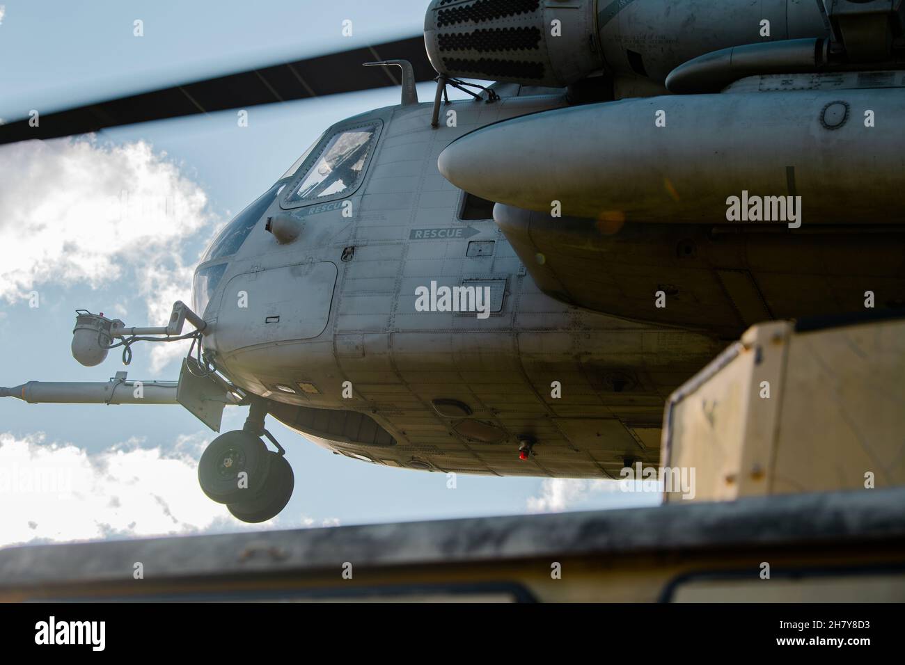 A Marine Corps CH-53 “Super Stallion” conducts a sling load training ...