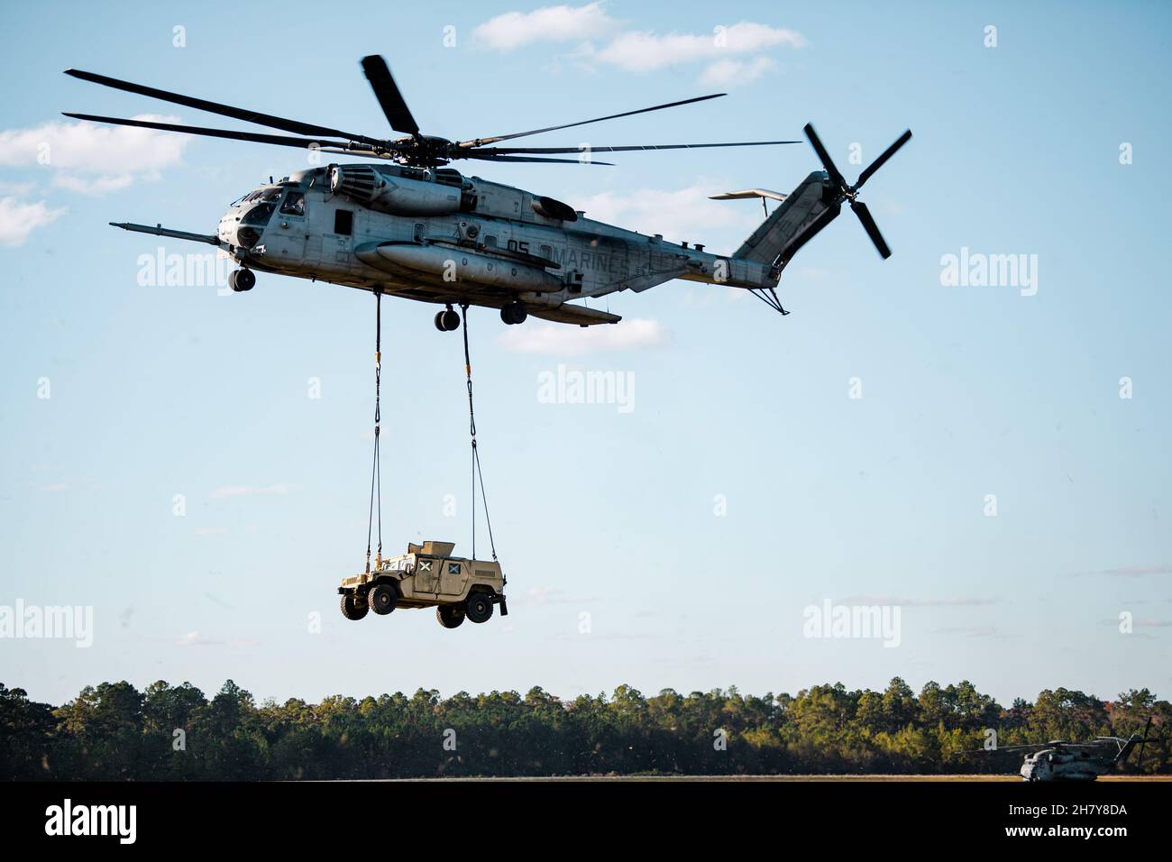 A Marine Corps CH-53 “Super Stallion” conducts a sling load training operation at Moody Air ...