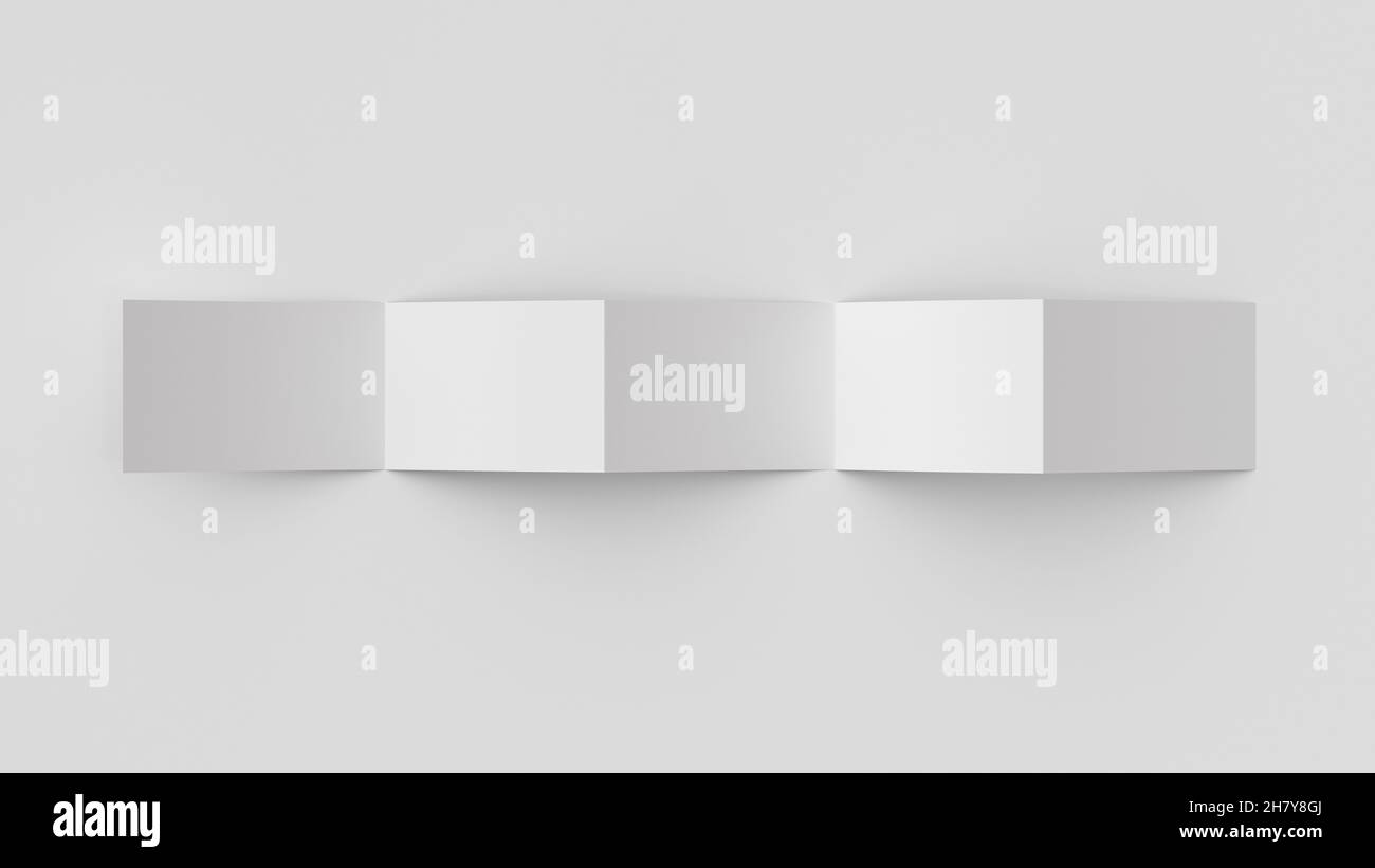 Horizontal pages accordion or zigzag fold brochure mock up on white ...