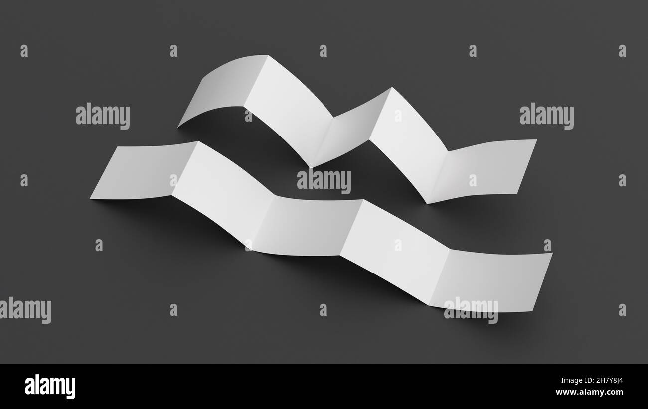 Horizontal pages accordion or zigzag fold brochure mock up on black ...