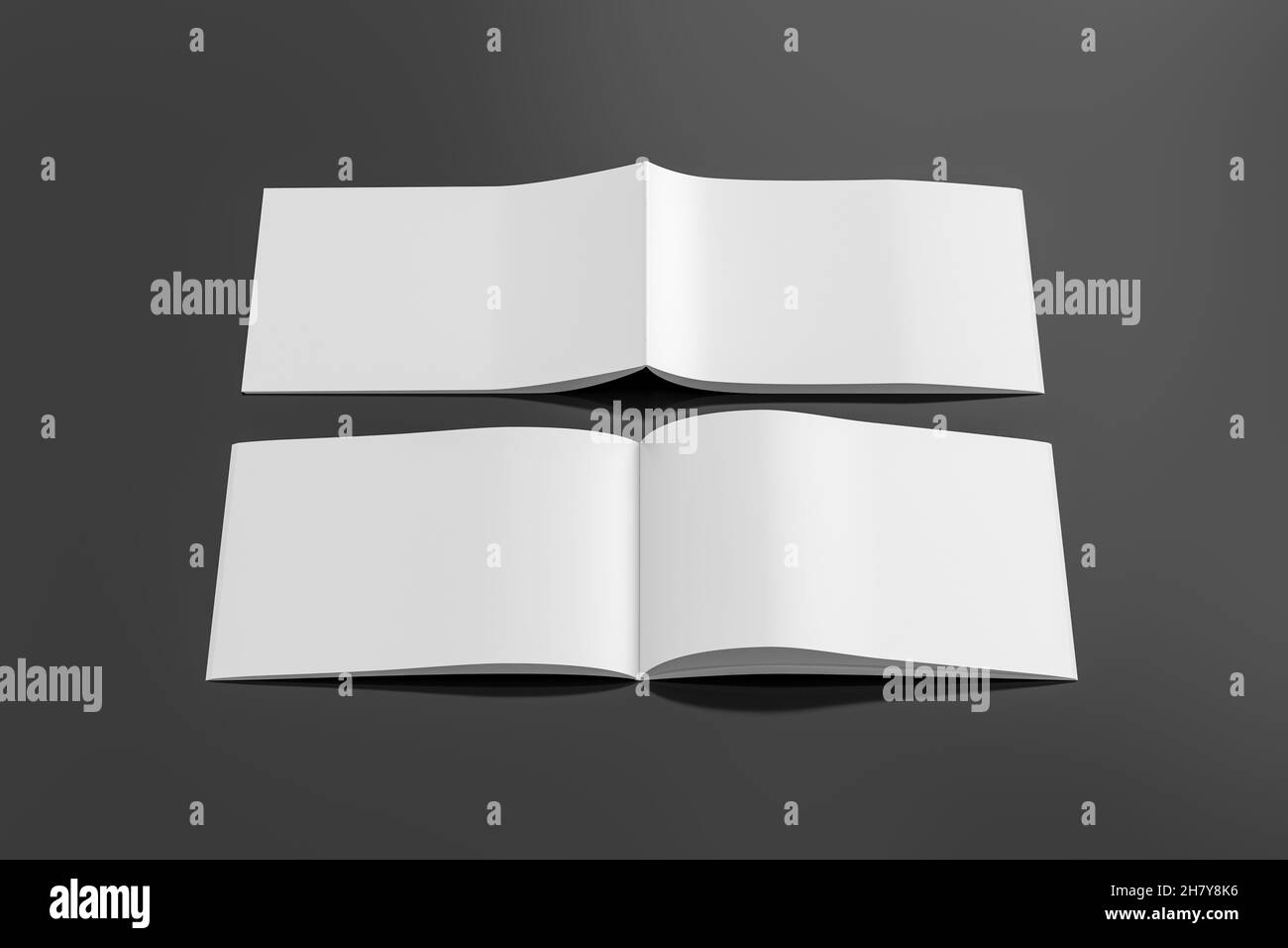Horizontal brochure or booklet mock up on black background. 3d ...