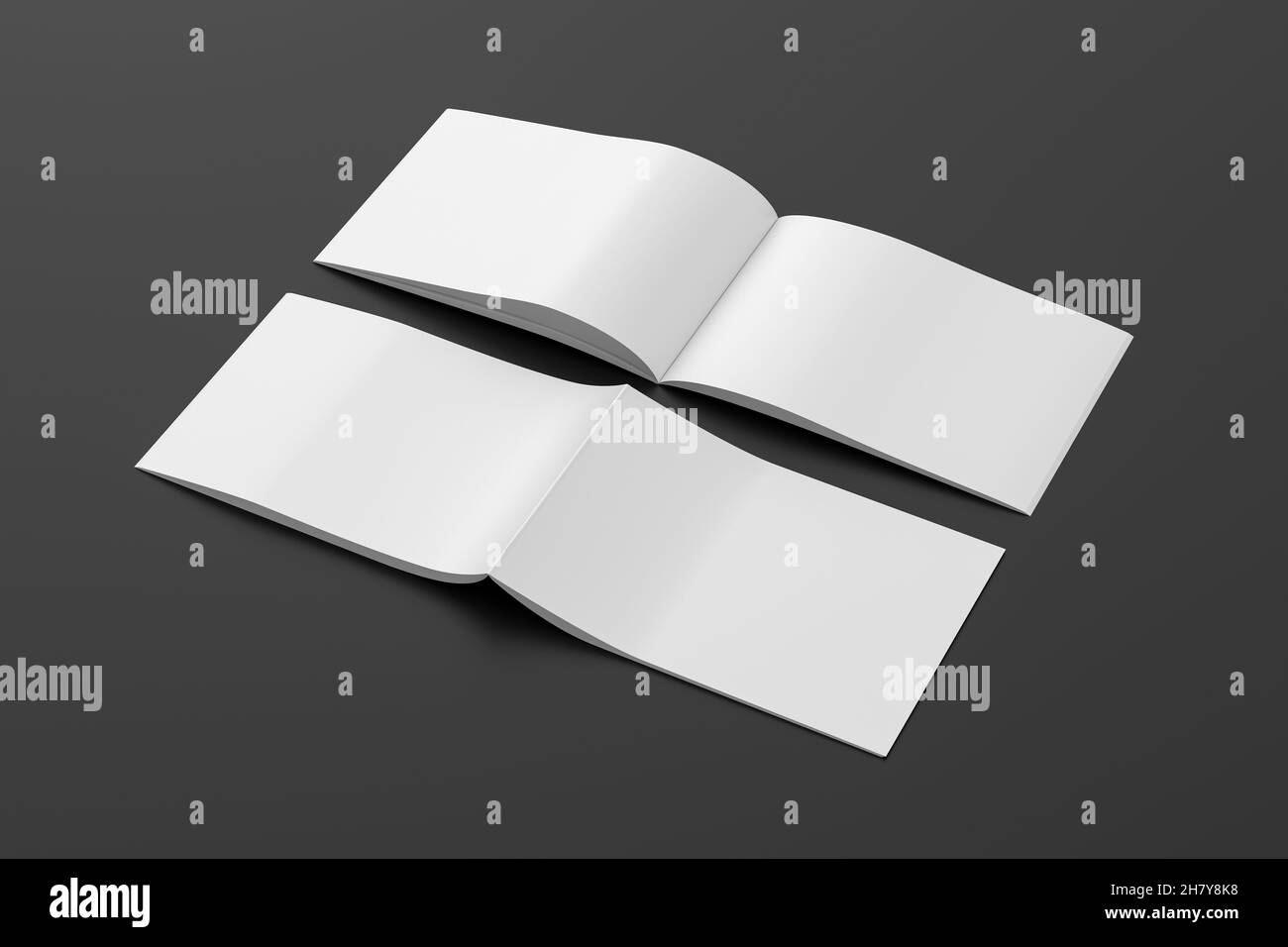 Horizontal brochure or booklet mock up on black background. 3d ...