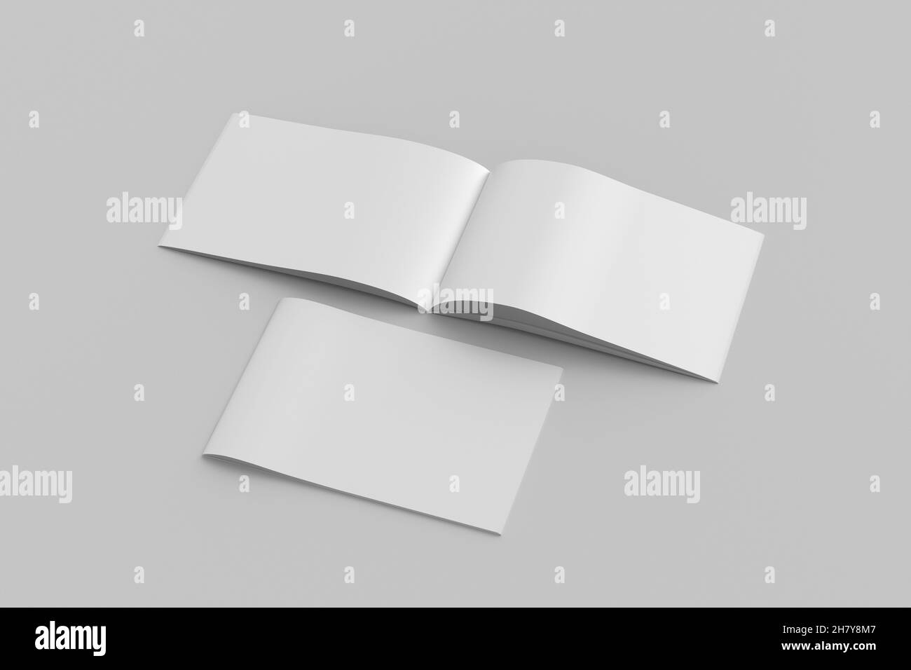 Horizontal brochure or booklet mock up on white background. 3d ...