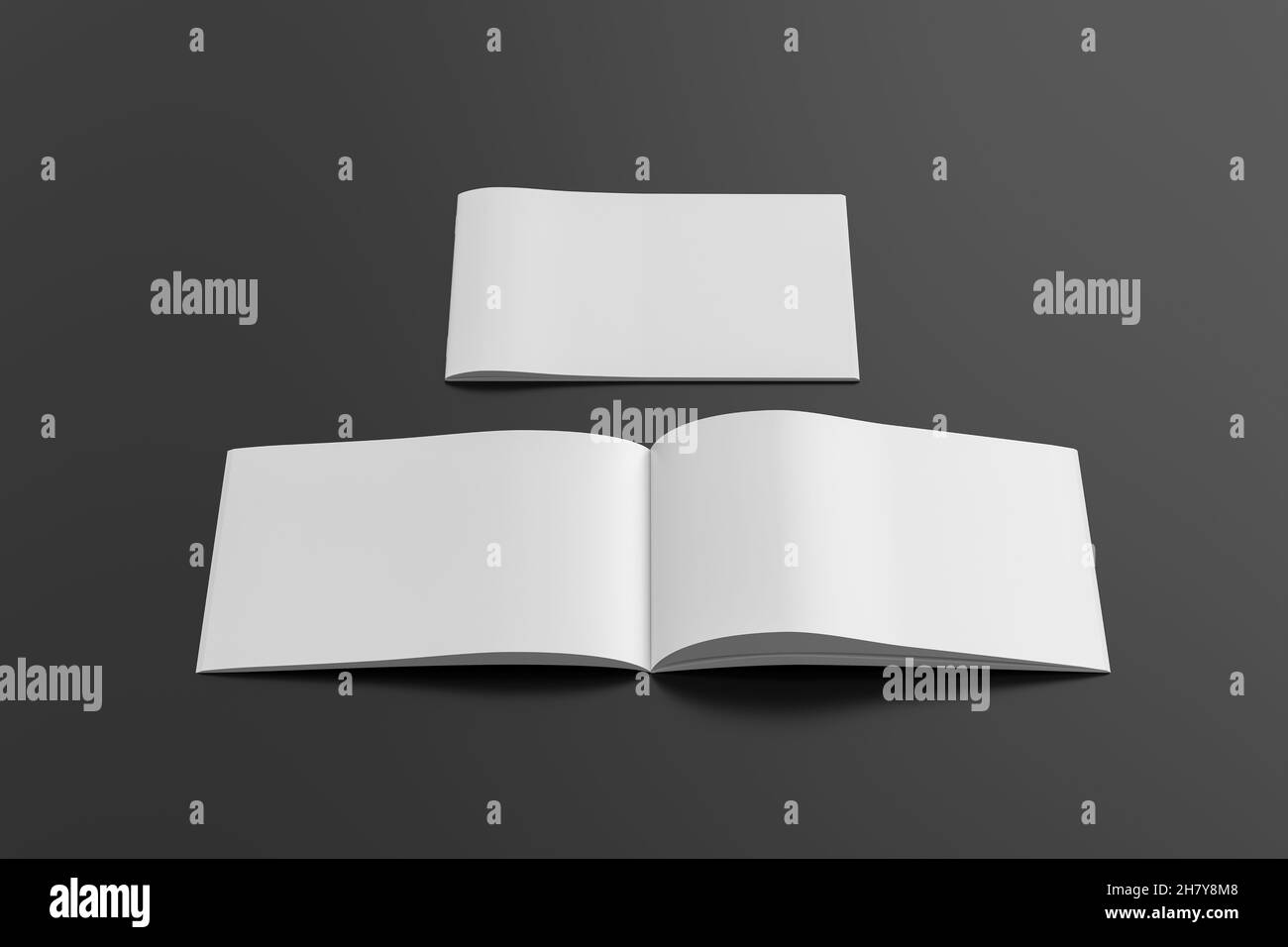 Horizontal brochure or booklet mock up on black background. 3d ...