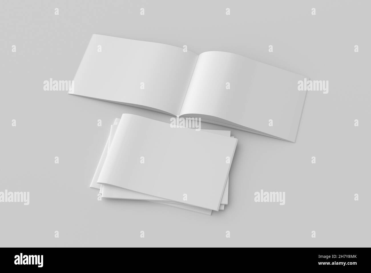 Horizontal brochure or booklet mock up on white background. 3d ...