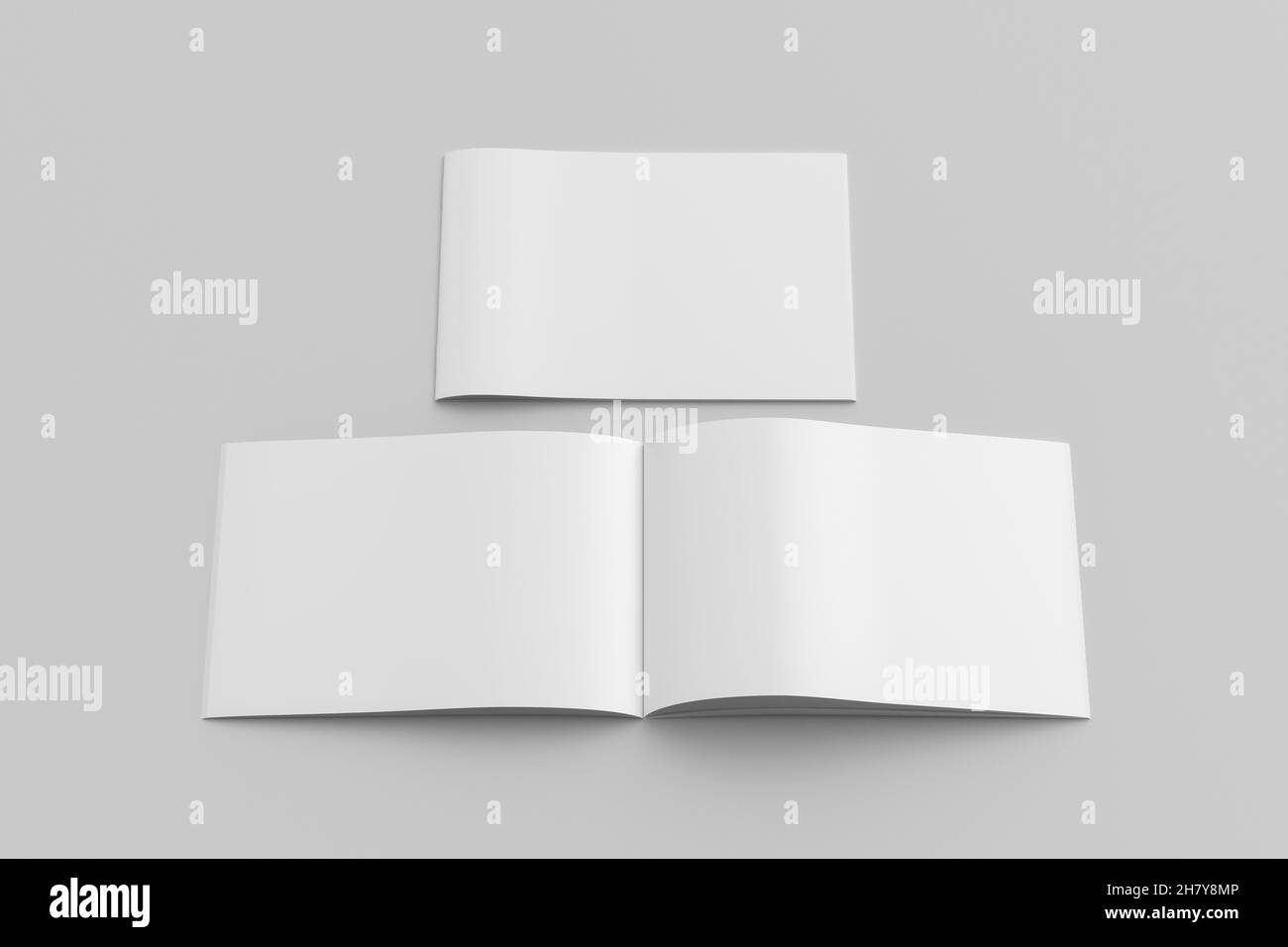 Horizontal brochure or booklet mock up on white background. 3d ...